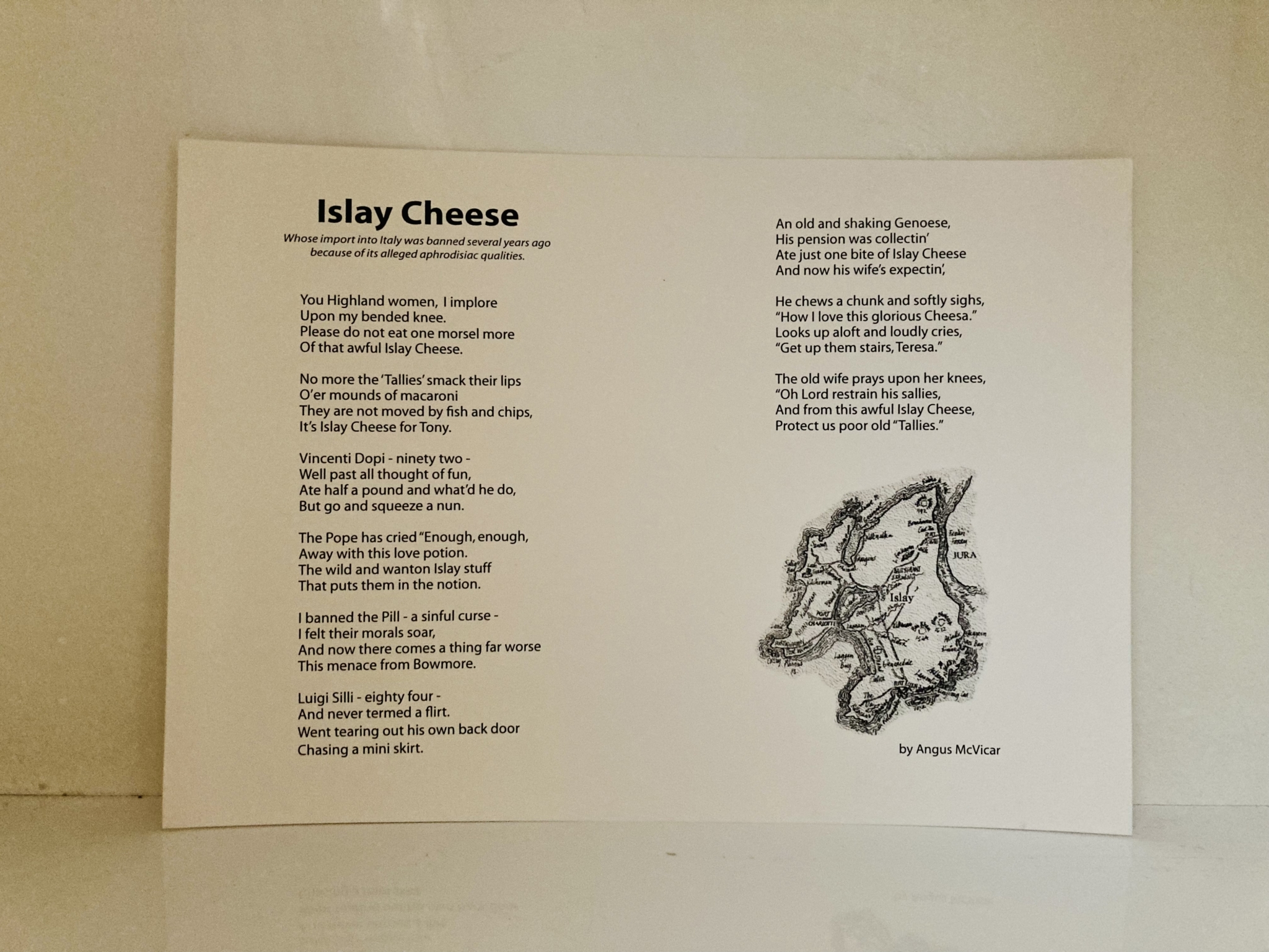 Islay Cheese Poem | Gift Shop, Prints, Posters & Plaques, Wee Gifts ...